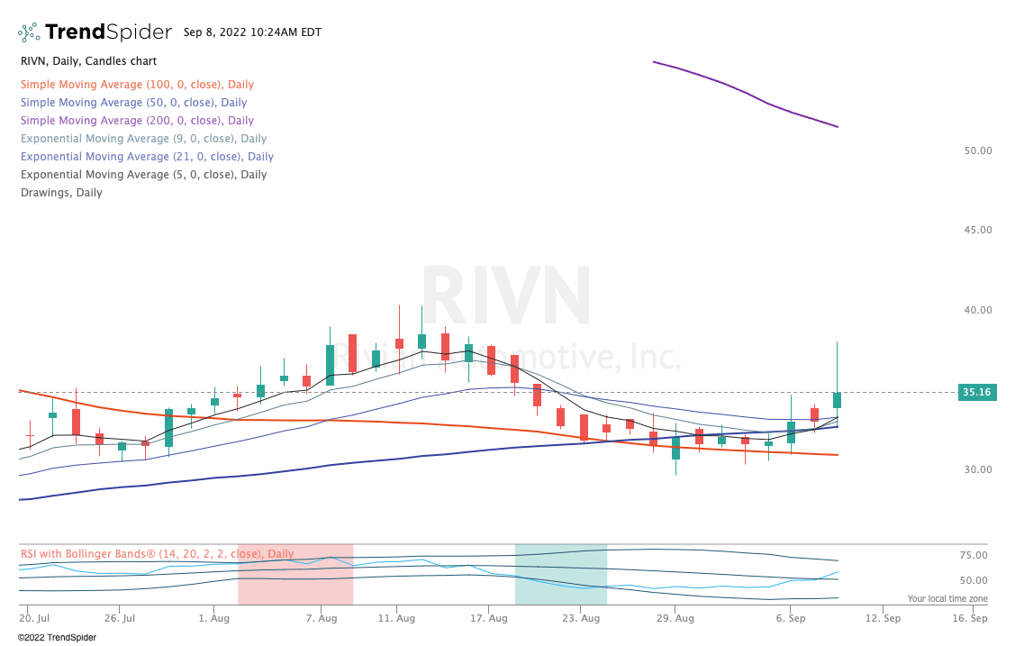 RIVN,Daily Candlestick chart published by Namdo on TrendSpider